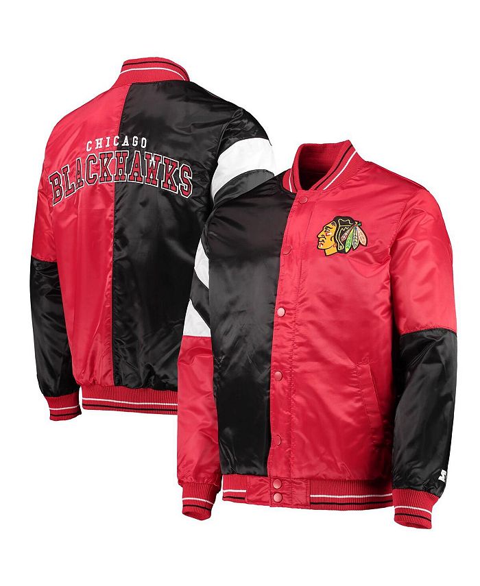 Starter Men's Red and Black Chicago Blackhawks The Leader Varsity Satin ...