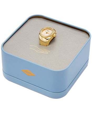 Fossil Women's Ring Watch Two-Hand Gold-Tone Stainless Steel Bracelet ...