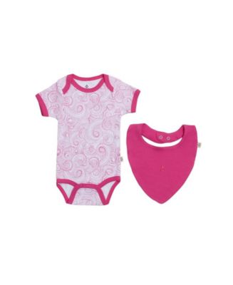 Snugabye Baby Girls Short Sleeve Bodysuit and Bib, 2 Piece Set - Macy's