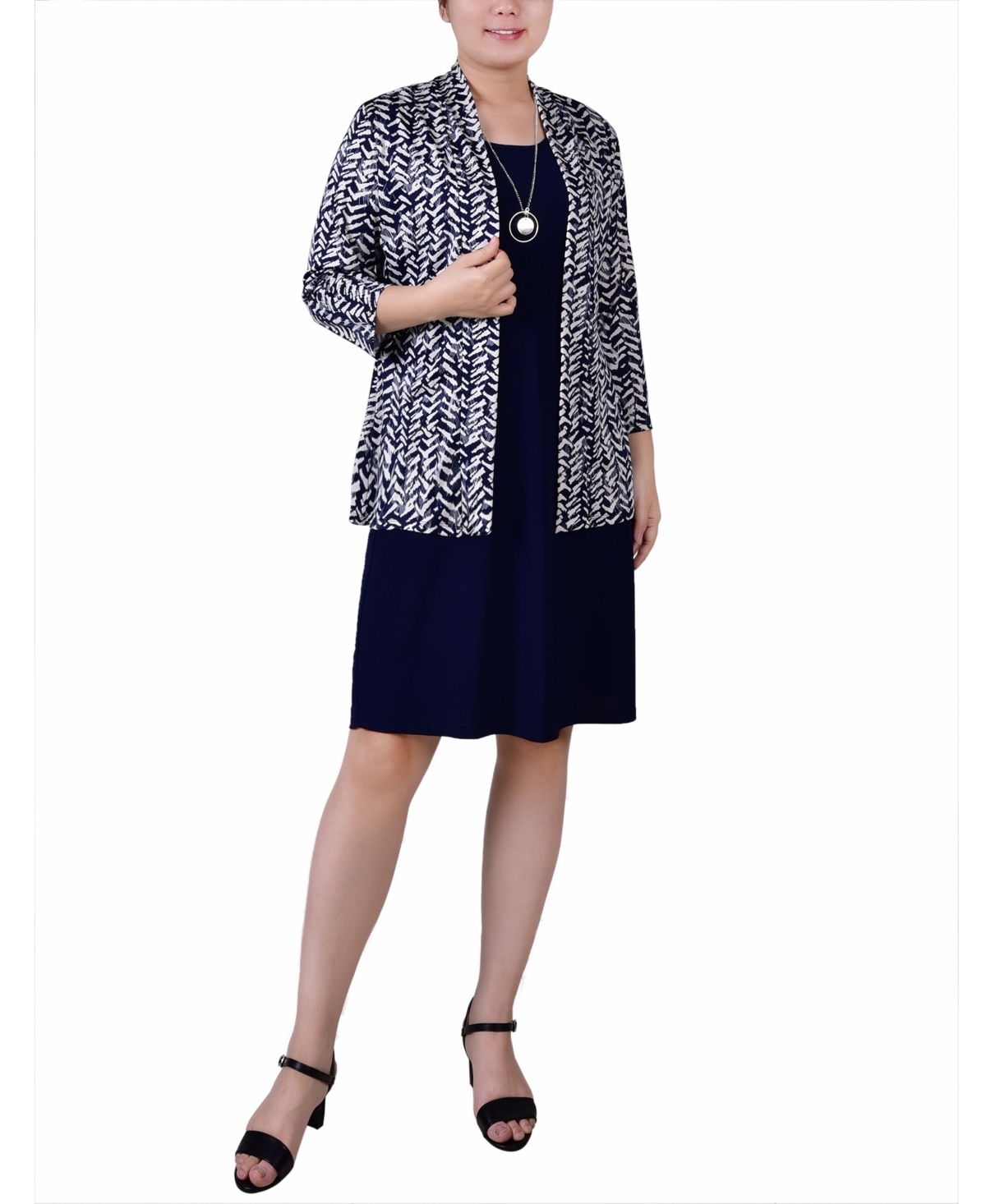 Click here for Ny Collection Womens Two Piece Dress Set - Navy Wh... prices