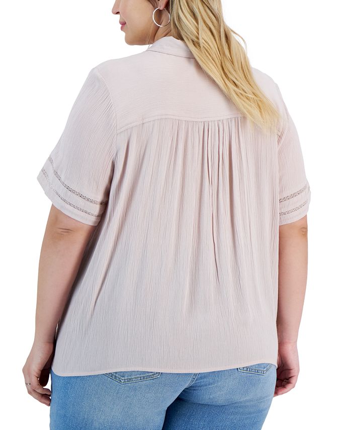 Style & Co Plus Size Collared Pintuck Top, Created for Macy's - Macy's