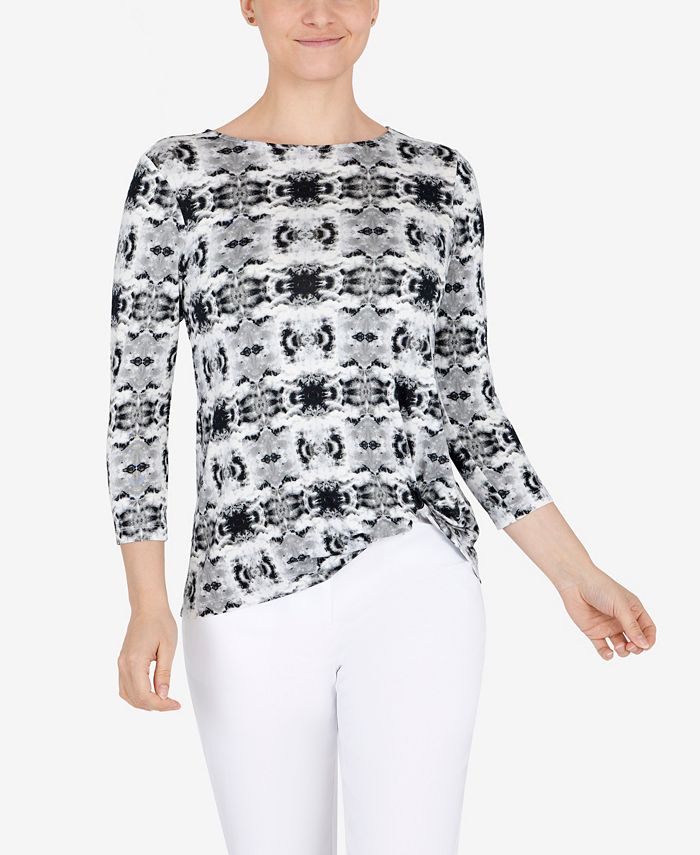 Ruby Rd. Petite Tie Dye Twist Top - Macy's