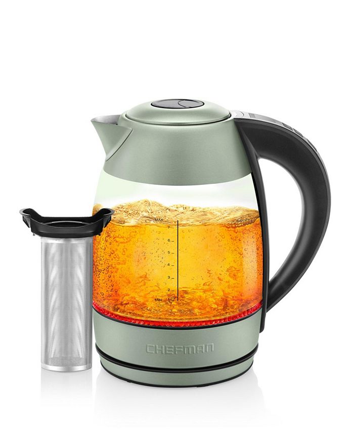 Chefman 1.8L Digital Rapid-Boil Glass Kettle with 7 Temperature Presets ...