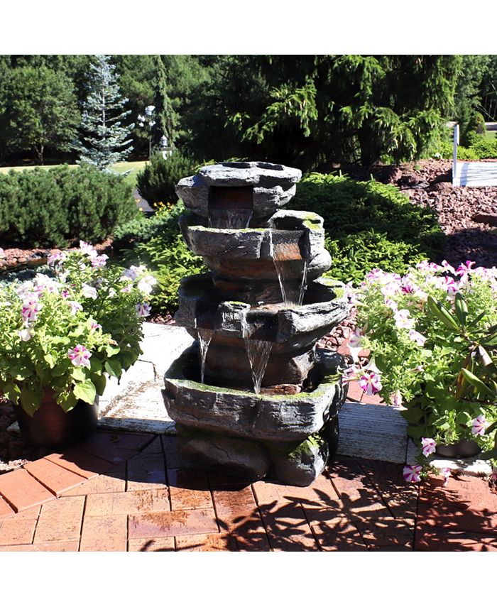Sunnydaze Decor Large Rock Quarry Waterfall Fountain with LED Lights ...
