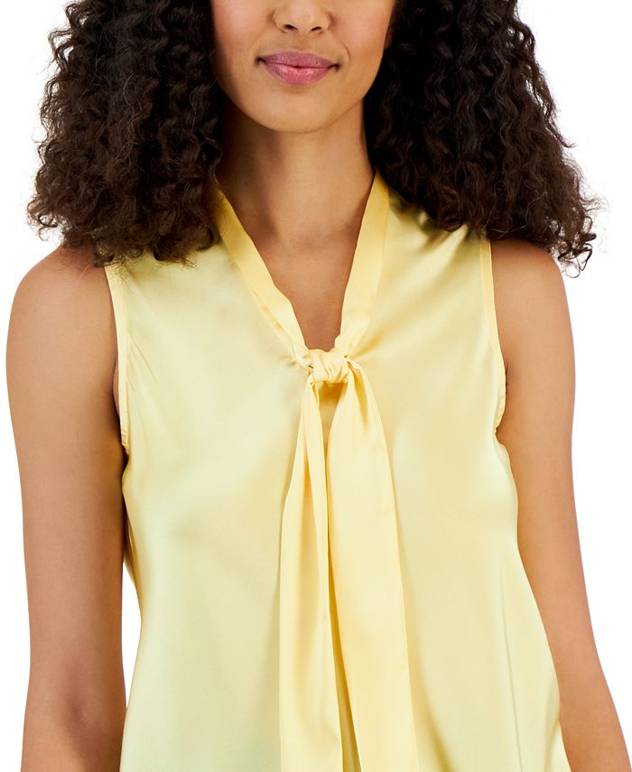 Kasper Women's Sleeveless Tie-Neck Top, Regular and Petite Sizes ...
