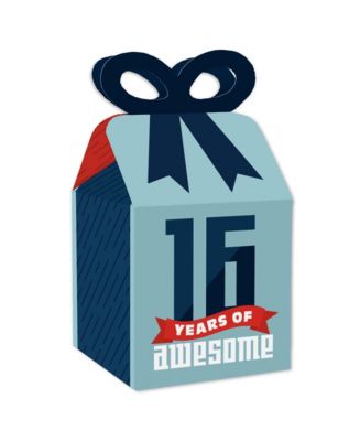 Big Dot of Happiness Boy 16th Birthday - Square Favor Gift Boxes ...