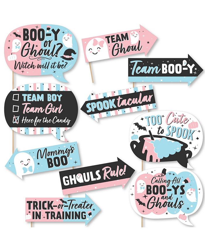 Big Dot of Happiness Funny Boo-y or Ghoul - Halloween Gender Reveal Party Photo Booth Props Kit ...