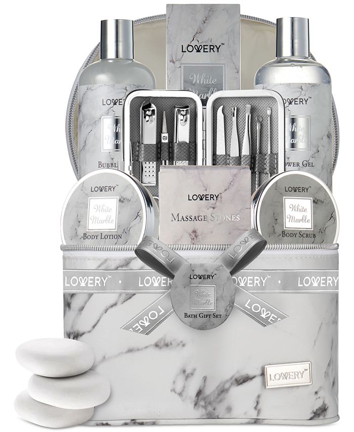 Lovery 19-Pc. White Marble Luxe Home Spa Gift Set - Macy's