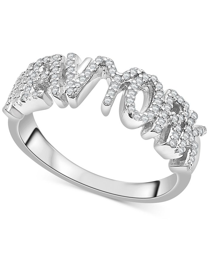 Macy's Cubic Zirconia "NEW YORK" Statement Ring in Sterling Silver - Macy's