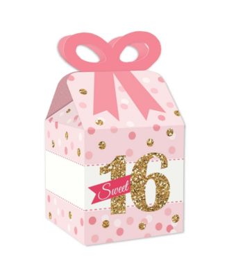 Big Dot of Happiness Sweet 16 - Square Favor Gift Boxes - 16th Birthday ...