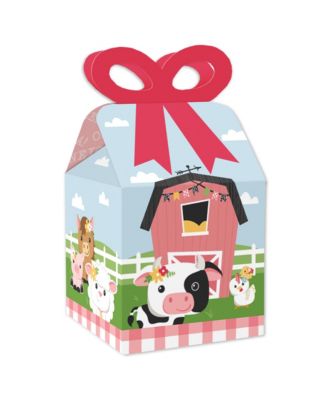 Big Dot of Happiness Girl Farm Animals - Square Favor Gift Boxes - Pink ...