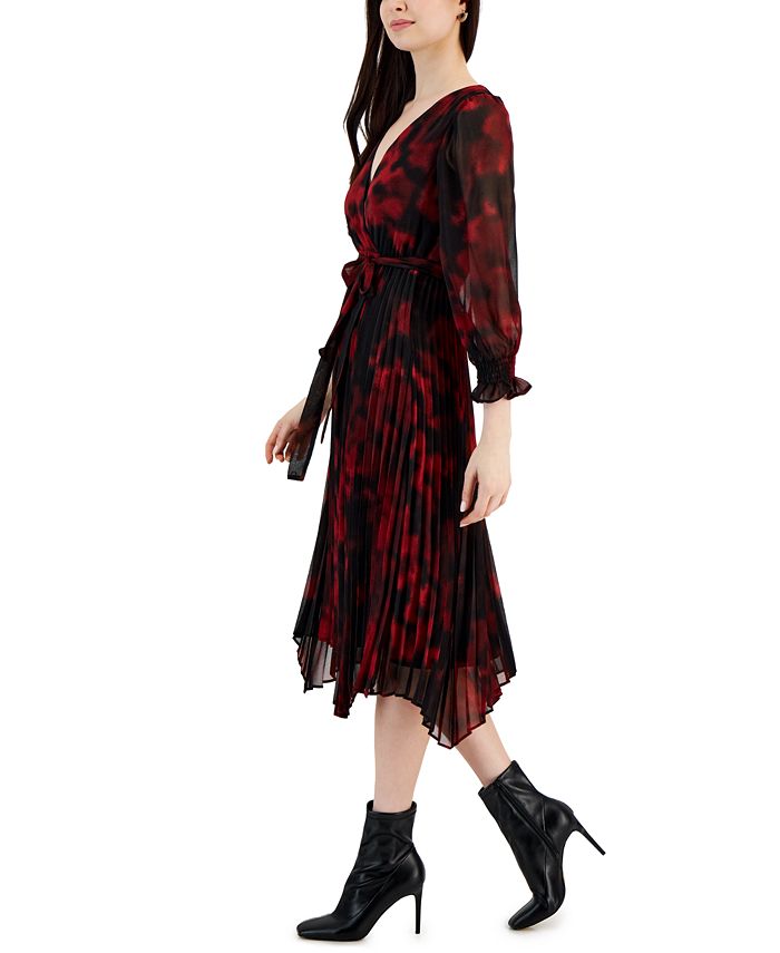 Taylor Women's Printed Pleated Fit & Flare Dress - Macy's