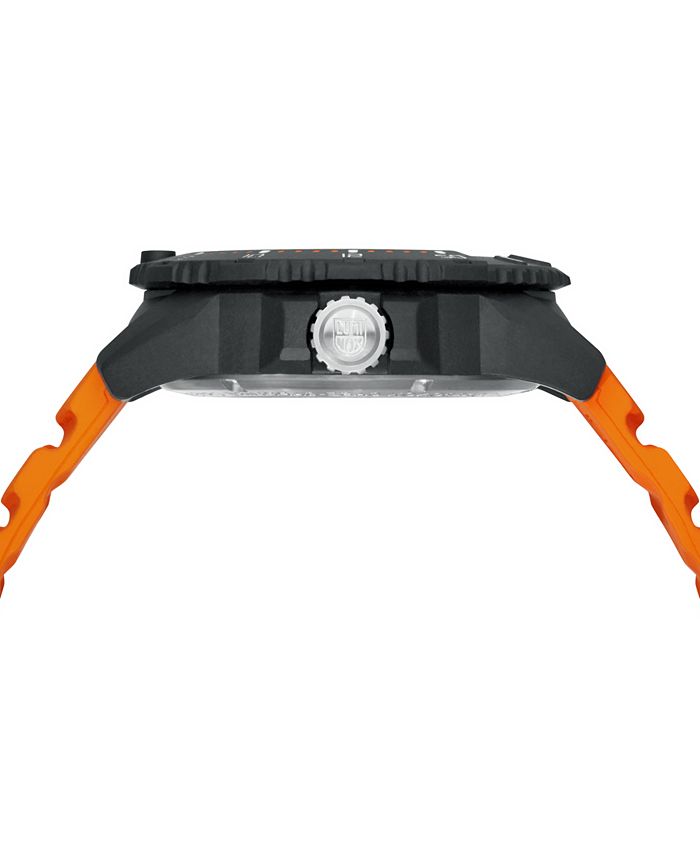 Luminox Men's Swiss Navy Seal Magnifying Glass Dive Orange Rubber Strap ...