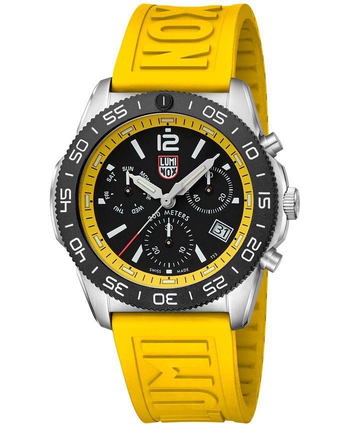 Luminox Men's Swiss Chronograph Pacific Diver Yellow Rubber Strap Watch ...