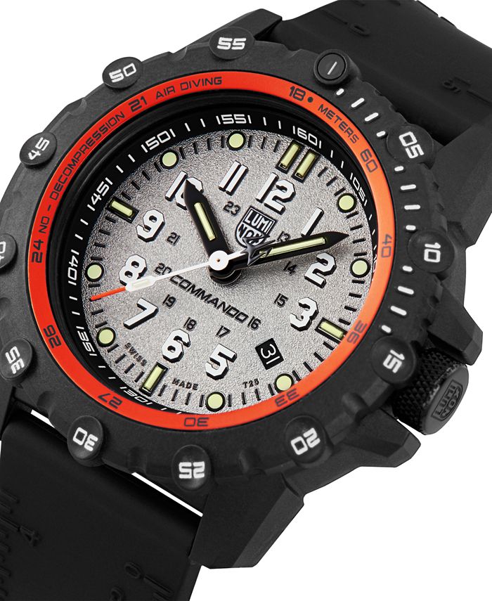 Luminox Men's Swiss Commando Frogman Tactical Black Rubber Strap Watch ...