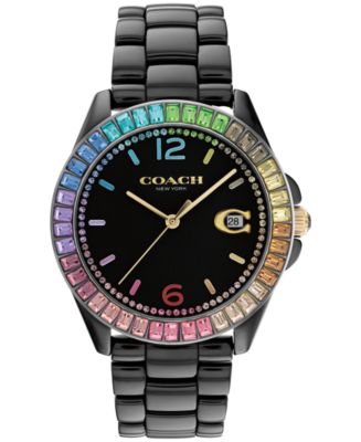COACH Women's Greyson Rainbow Black Ceramic Bracelet Watch, 36mm - Macy's