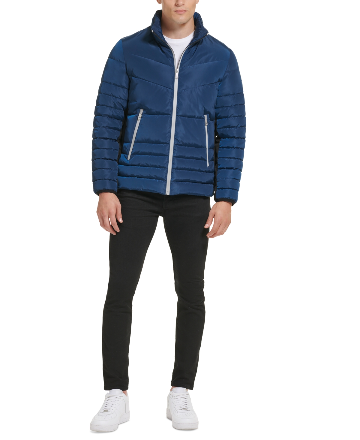 Click here for Kenneth Cole Mens Mixed Quilted Puffer Jacket - Tu... prices
