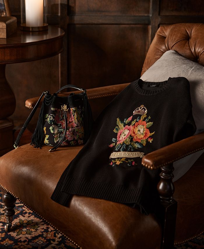 Lauren Ralph Lauren Needlepoint Medium Andie Drawstring Bag - Macy's