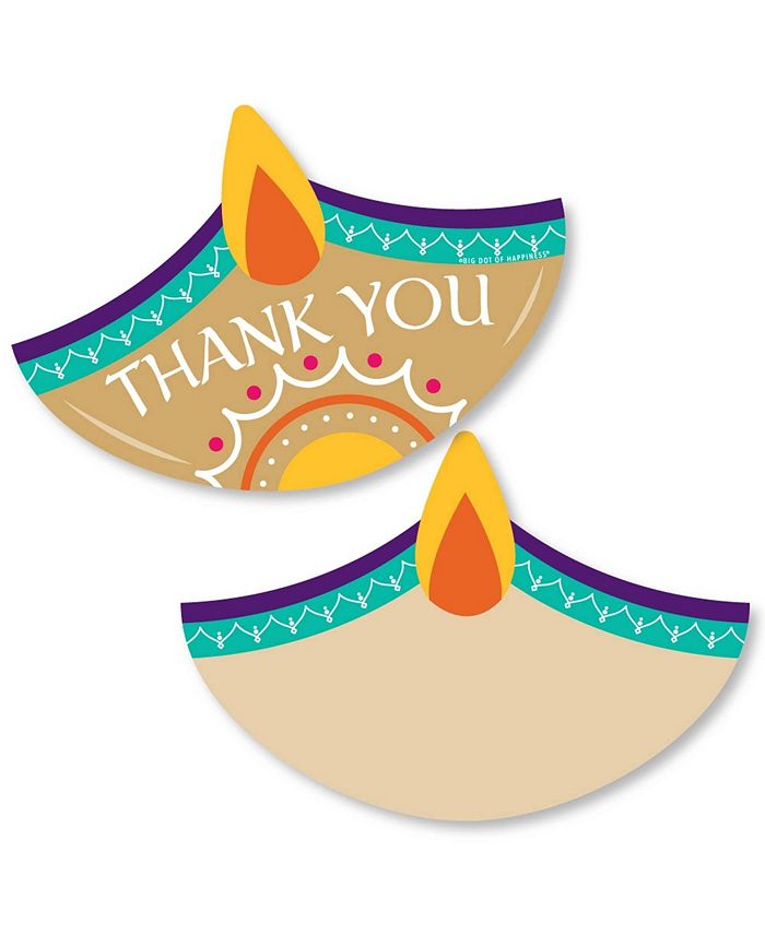 Big Dot of Happiness Happy Diwali - Festival of Lights Shaped Thank You ...