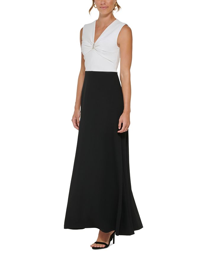 DKNY Women's Embellished-V-Neck Sleeveless Crepe Gown - Macy's