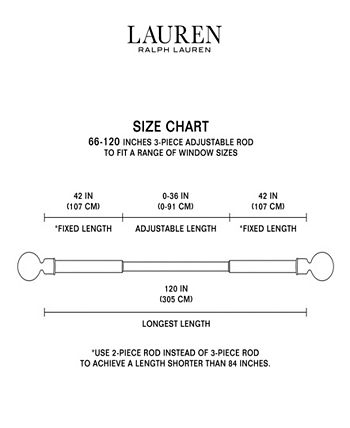 Lauren Ralph Lauren Welford 1" Adjustable Window Curtain Rod and Finial ...