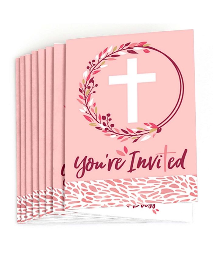 Big Dot of Happiness Pink Elegant Cross - Fill In Girl Religious Party ...