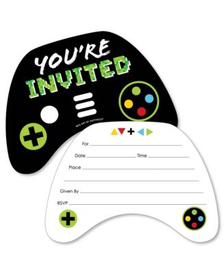 Game Zone - Shaped Gaming Fill-in Invitations with Envelopes - 12 Ct ...