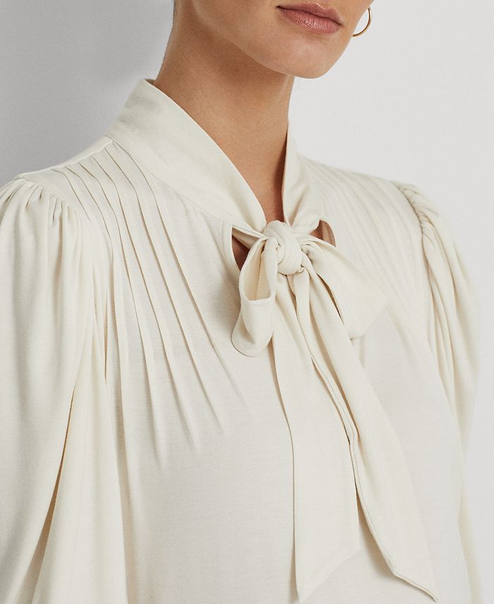 Lauren Ralph Lauren Petite Tie-Neck Puffed Sleeve Sweater & Reviews ...