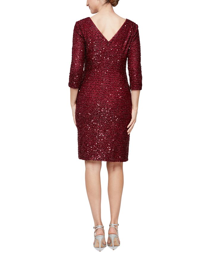SL Fashions Women's Sequined 3/4-Sleeve Sheath Dress - Macy's