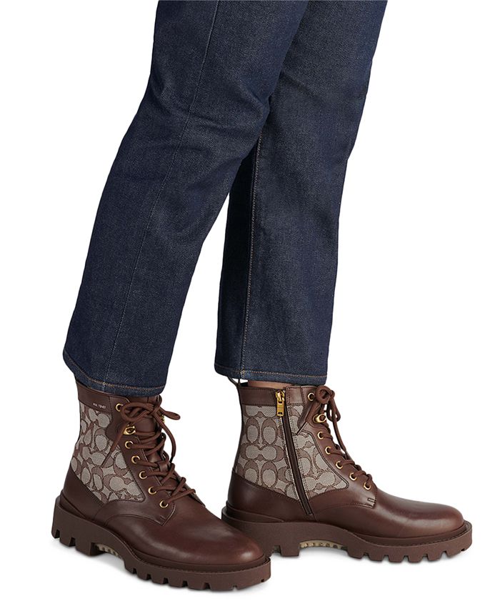 COACH Men's CitySole Leather and Signature Jacquard Boot - Macy's