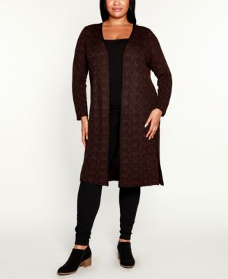 Belldini Black Label Plus Size Lurex Long Line Cardigan Sweater - Macy's
