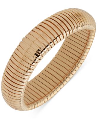 Anne Klein Gold-Tone Omega Chain Wide Stretch Bracelet - Macy's