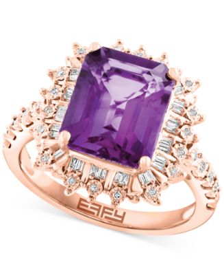 EFFY® Amethyst (3-7/8 ct. t.w.) & Diamond (1/4 ct. t.w.) Halo Ring in ...