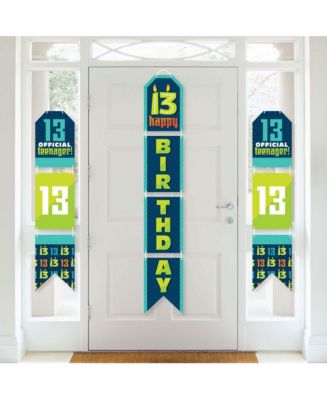 Boy 13th Birthday - Hanging Vertical Paper Banners - Teenager Indoor ...