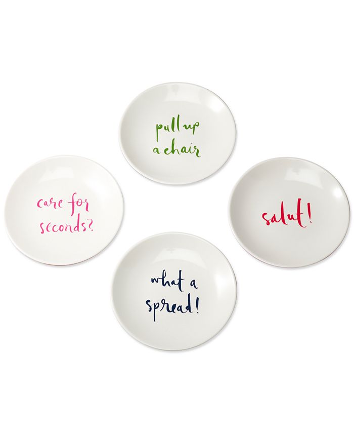 kate spade new york Set of 4 Sayings Melamine Tidbit Plates - Macy's