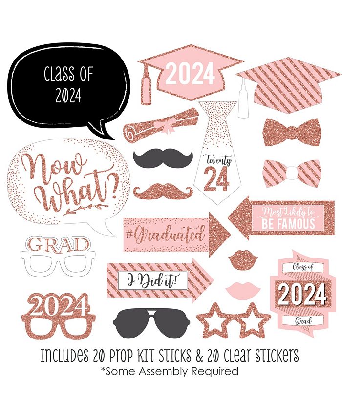 Big Dot of Happiness Rose Gold - 2024 Graduation Party Photo Booth ...