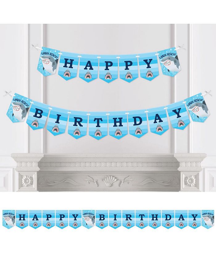 Big Dot of Happiness Shark Zone - Jawsome Shark Bunting Banner - Party ...