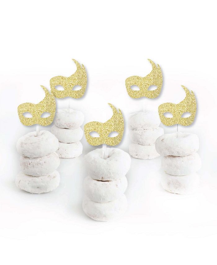 Big Dot of Happiness Gold Glitter Masks - No-Mess Dessert Cupcake ...
