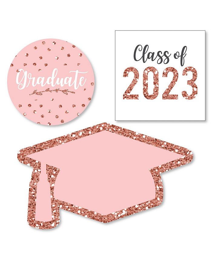 Big Dot of Happiness Rose Gold Grad - DIY Shaped 2023 Graduation Party ...