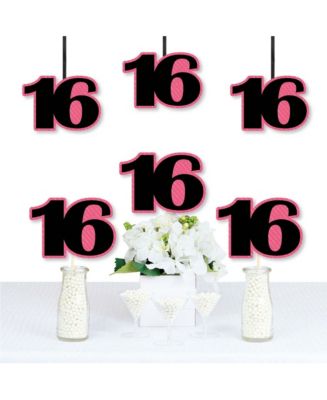 Chic 16th Birthday - Pink, Black and Gold - Decor DIY Party Essentials ...