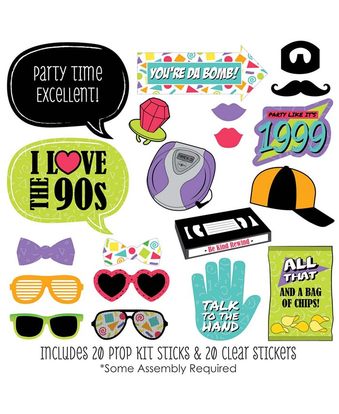 Big Dot of Happiness 90's Throwback - 1990's Party Photo Booth Props ...