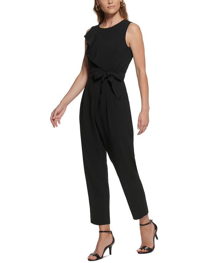 Jessica Howard Petite Ruffled Belted Jumpsuit - Macy's