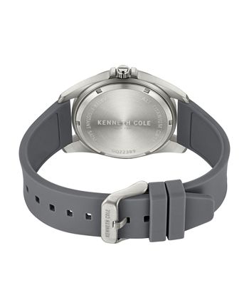 Kenneth Cole New York Men's Titanium Multi-Function Gray Silicone Strap ...
