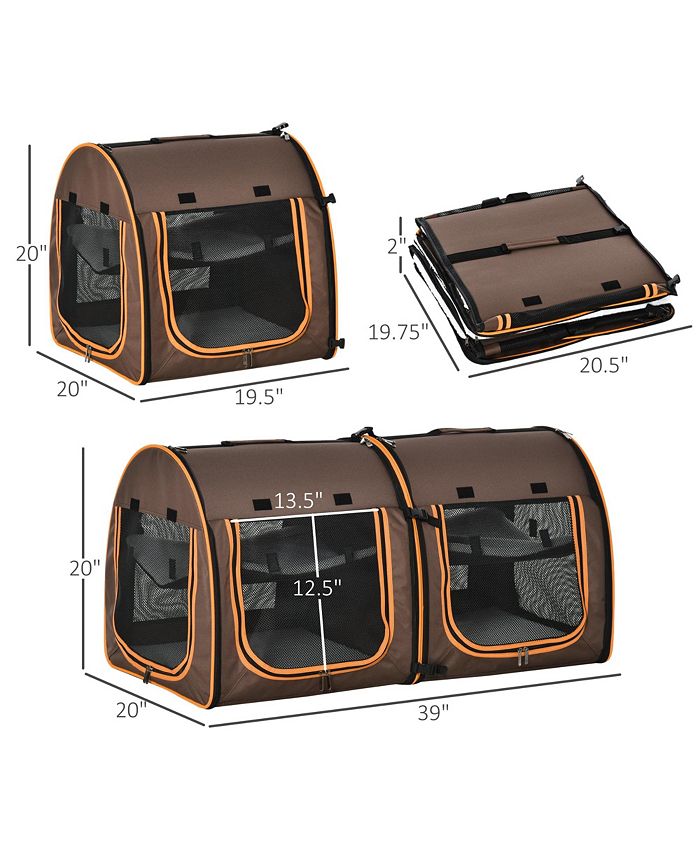 PawHut Large Portable Double Pet Carrier Kennel Bag Oxford Travel Car ...