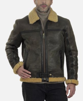 Frye Men's Crackle Finish Shearling Jacket - Macy's