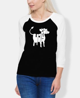 LA Pop Art Women's Raglan Holy Cow Word Art T-shirt - Macy's