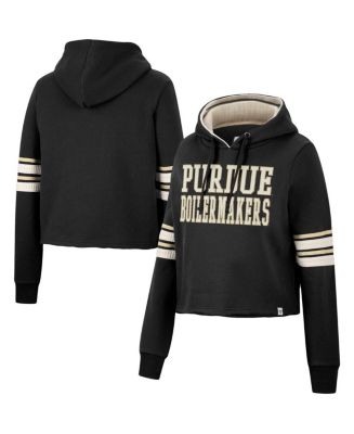 Women's Colosseum Black Purdue Boilermakers Retro Cropped Pullover ...