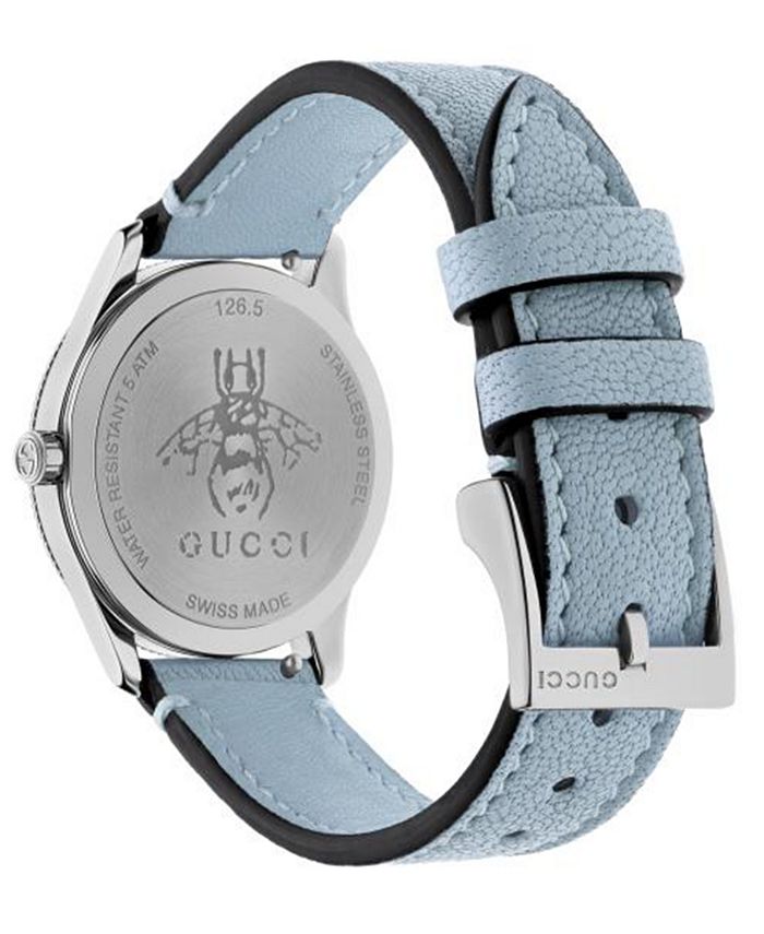 Gucci Women's Swiss G-Timeless Slim Light Blue Leather Strap Watch 29mm ...