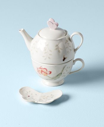 Lenox Butterfly Meadow Stackable Tea Set with Bag Holder - Macy's