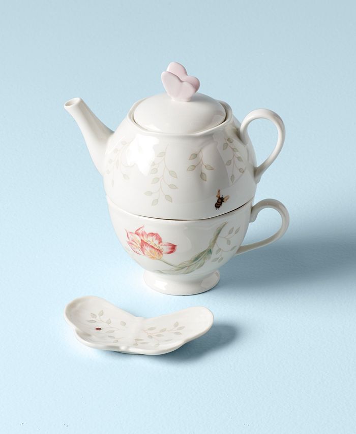 Lenox Butterfly Meadow Stackable Tea Set with Bag Holder - Macy's Lenox Butterfly Meadow Stackable Tea Set with Bag Holder - Macy's
